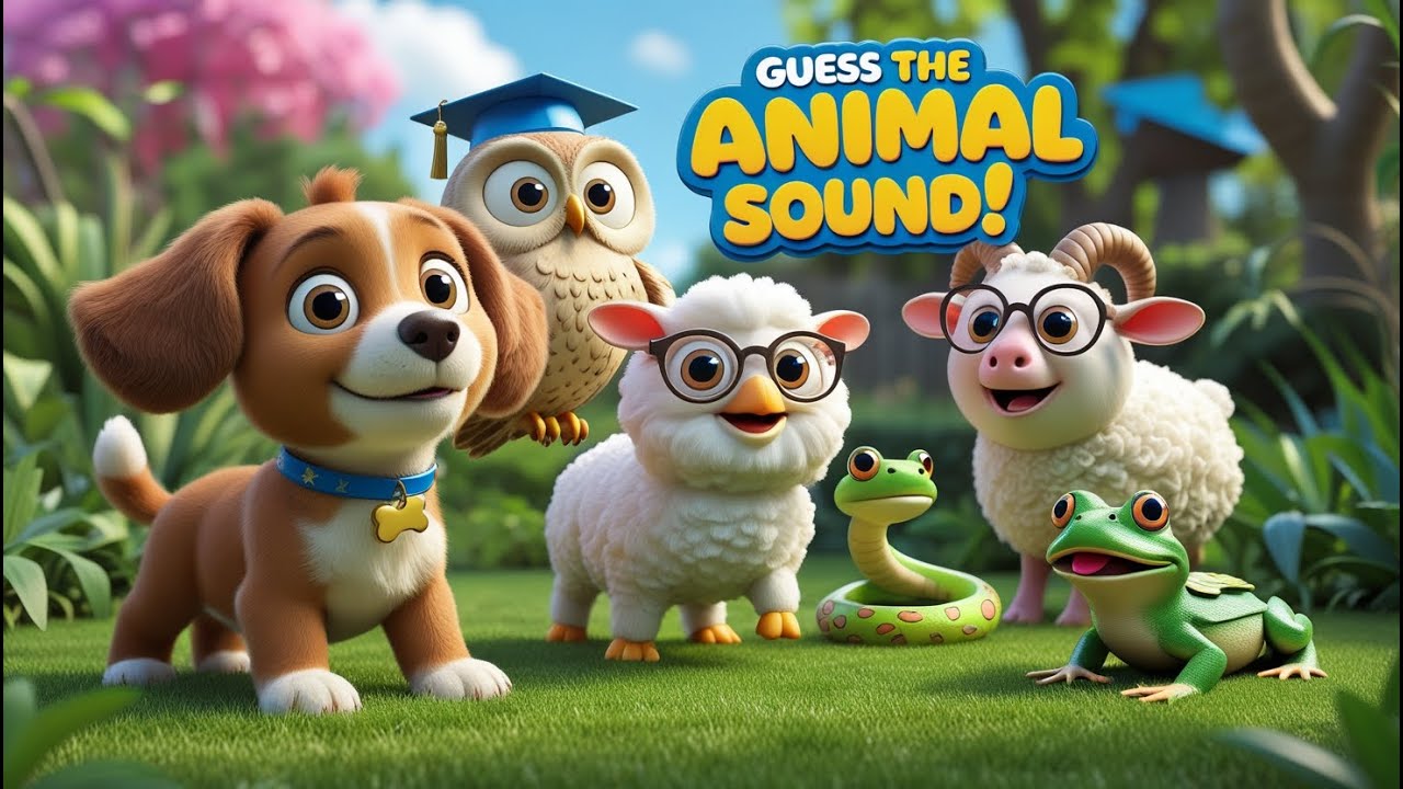 Guess the Animal Sound! 🐶🐸🦉 | Fun Cartoon Animal Song for Kids | Learn ...