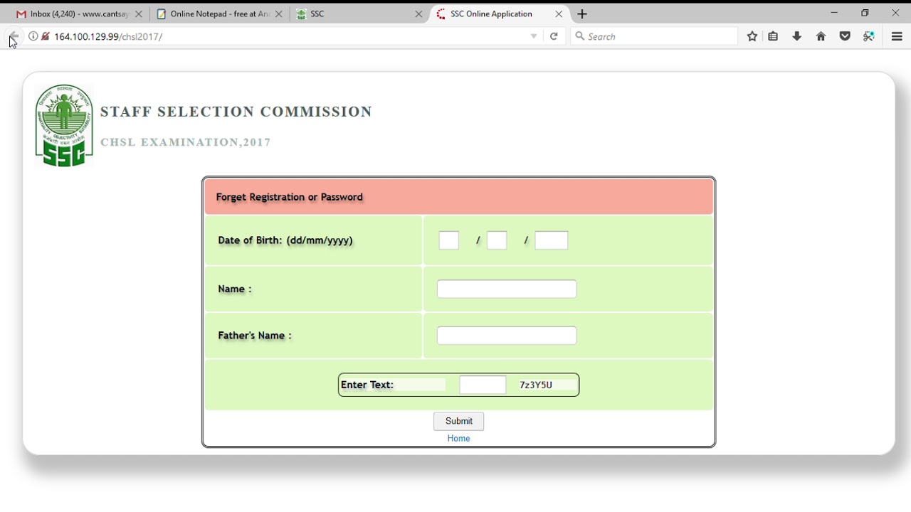 RECOVER SSC CHSL REGISTRATION ID - YouTube