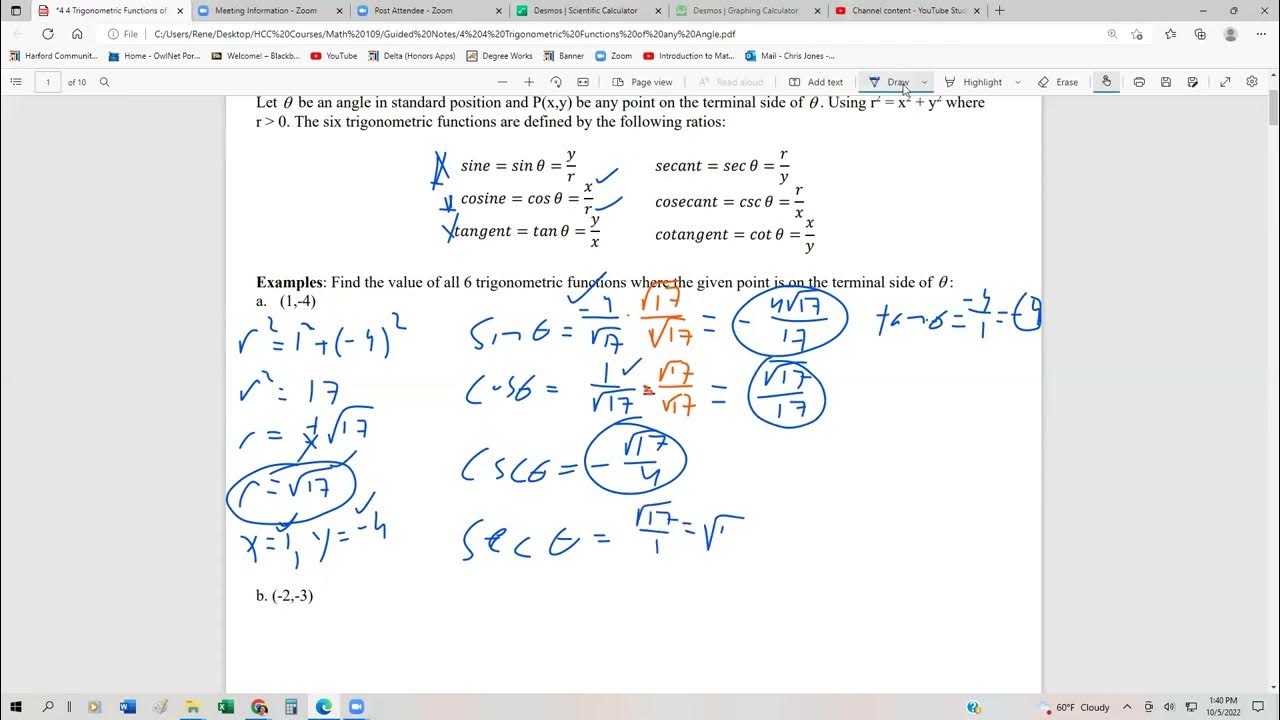 4 4 1 Trigonometric Functions of Any Angle - YouTube