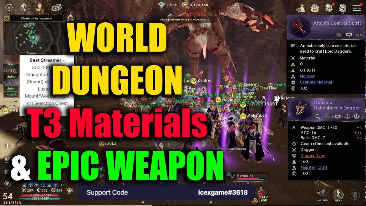 Night Crows World Dungeon Boss T3 Materials & EPIC Weapon - YouTube