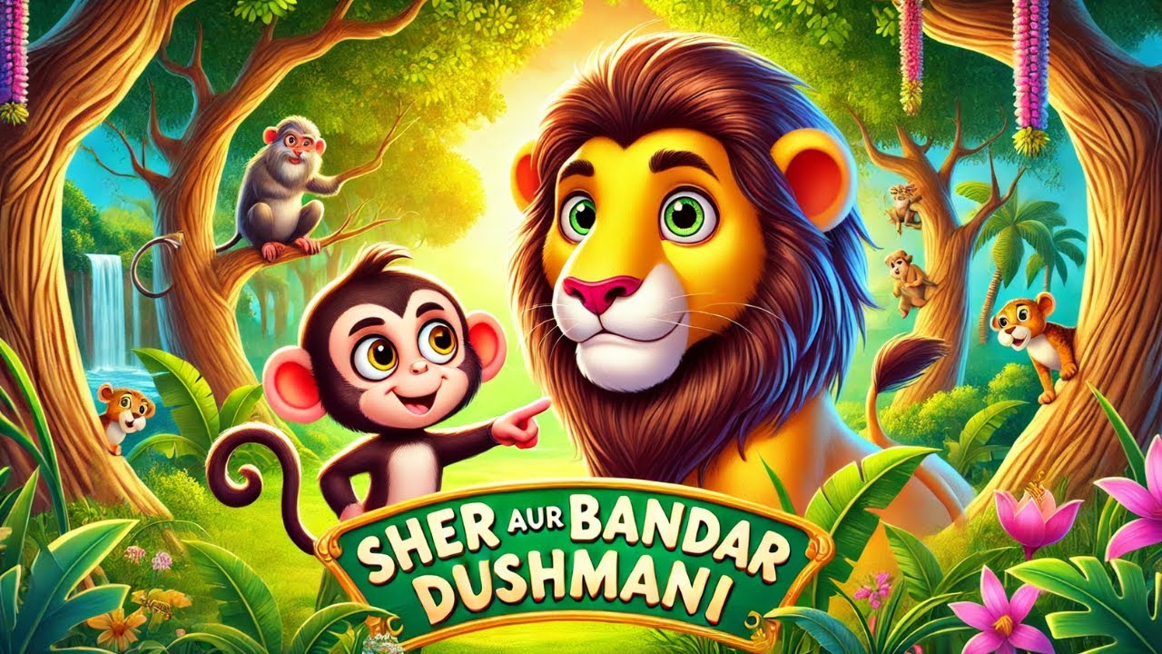 शेर और बंदर की दुश्मनी | Sher Aur Bandar Ki Dushmani | Moral Story ...