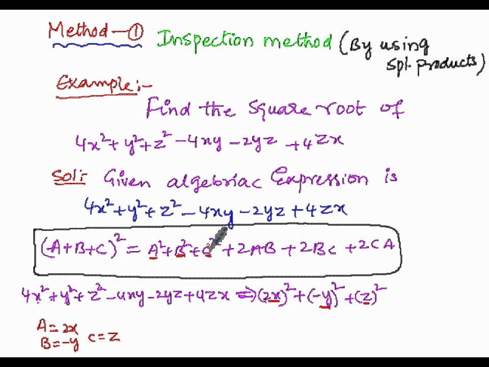 Algebra Finding Square Roots Inspection Method1 - YouTube