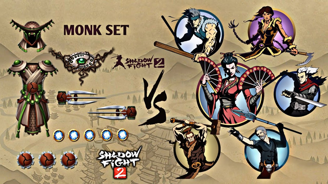 Shadow Fight 2 | Monk Set vs Widow and Bodyguards - YouTube