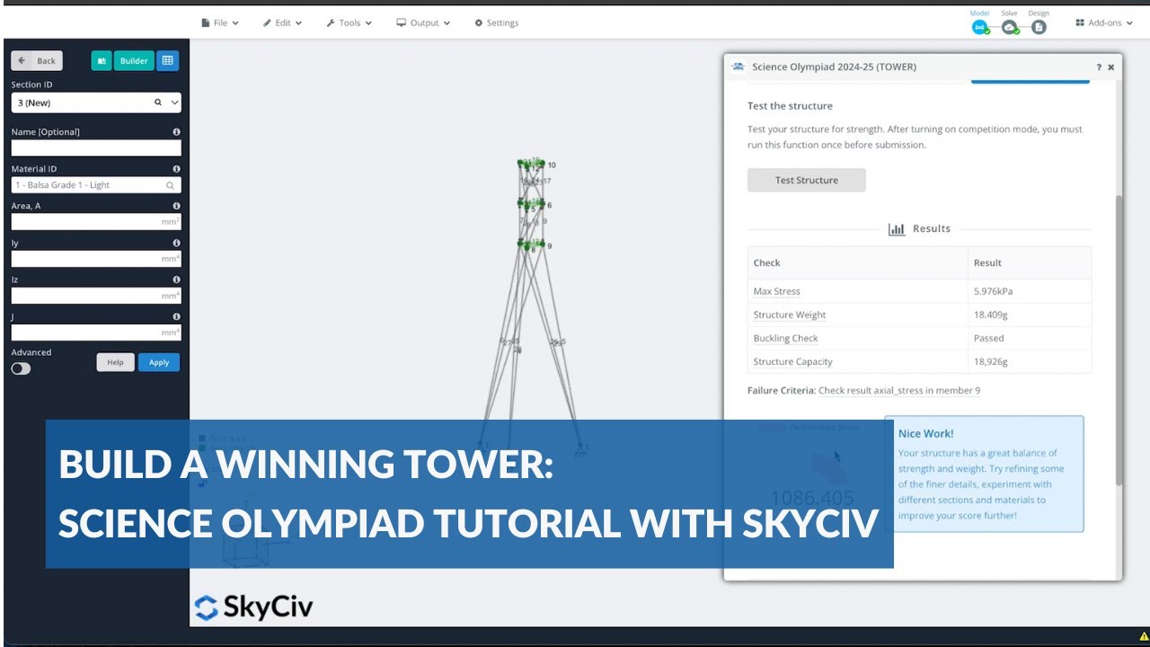 Build a Winning Tower: Science Olympiad Tutorial with SkyCiv - YouTube