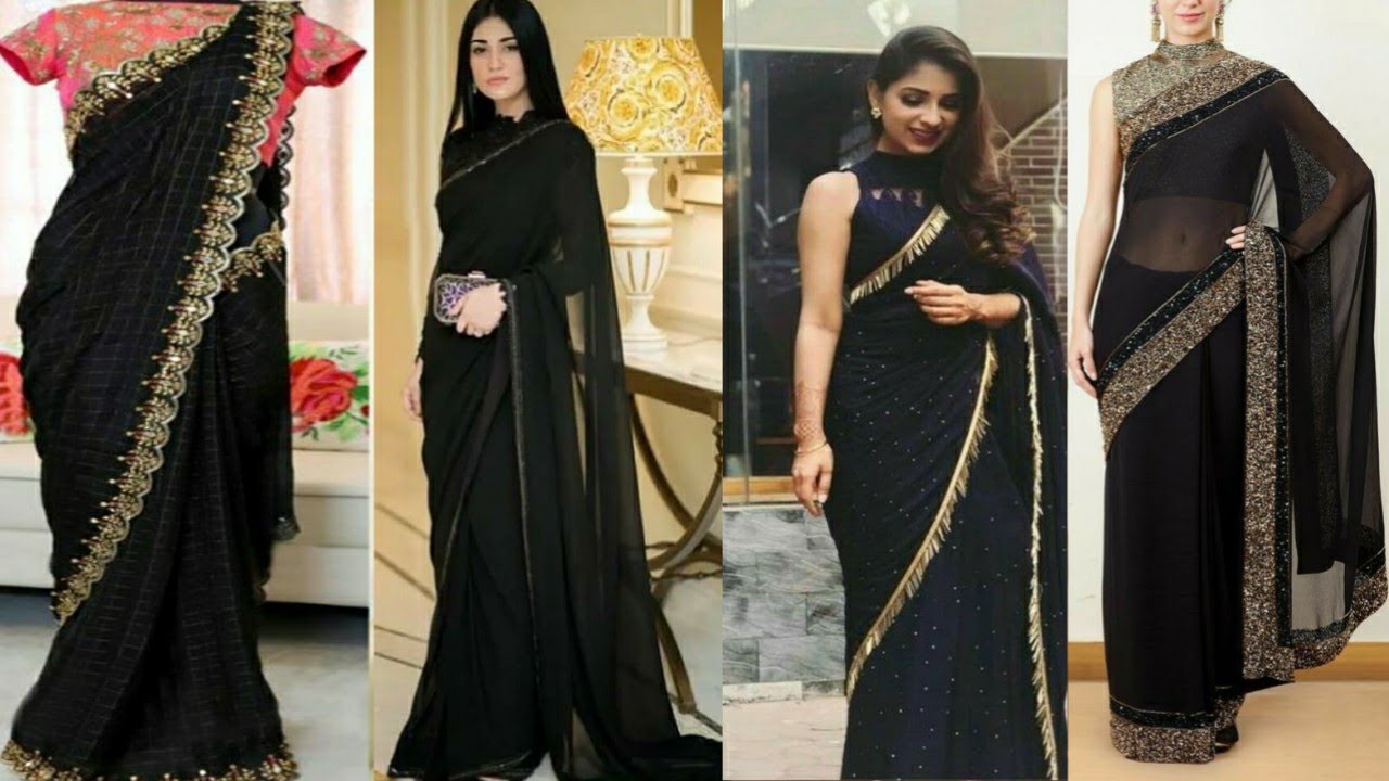 Beautiful black saree collection| Black saree designs| Latest Saree ...
