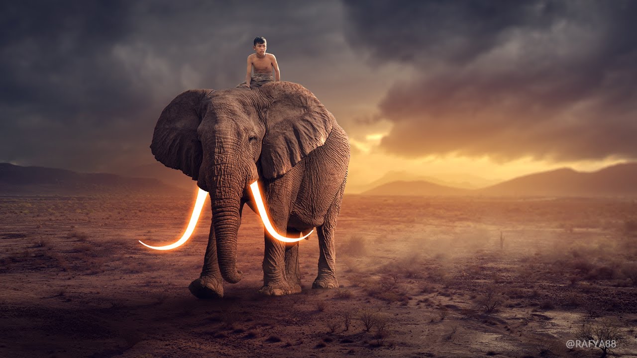 Photoshop Manipulation Tutorial Glow Elephant - YouTube