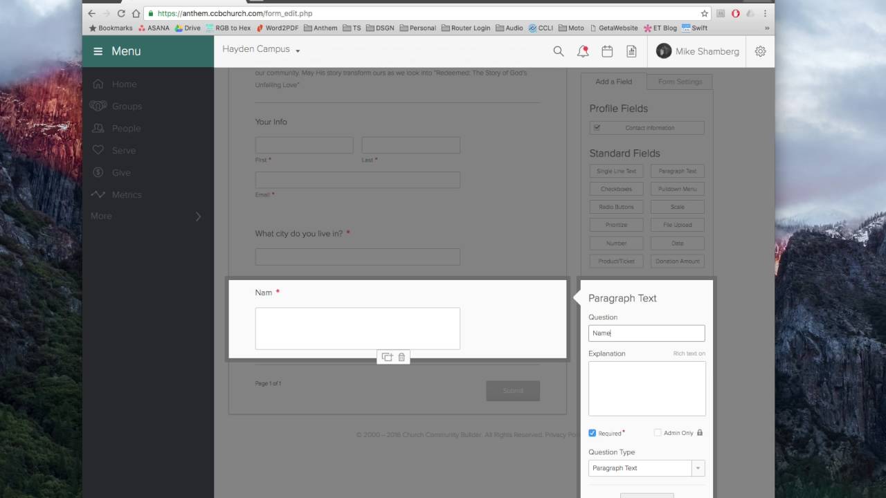 Creating Forms in CCB - YouTube