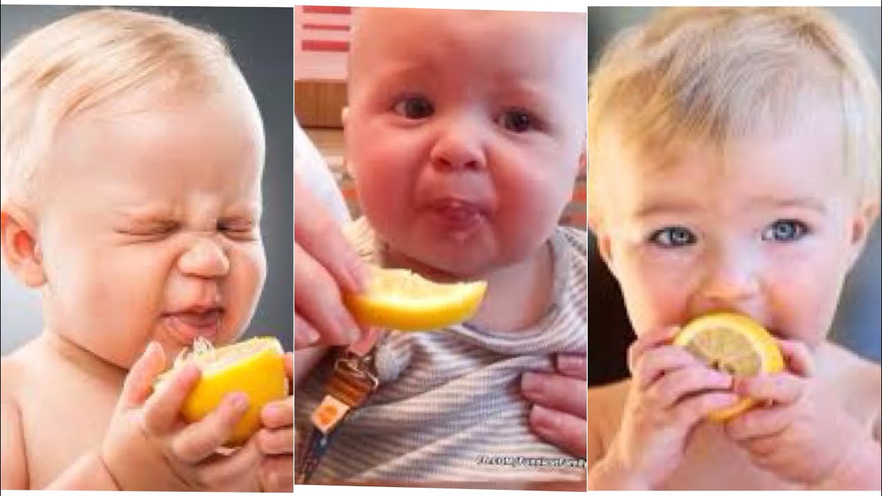Cute babies eating lemon for the 1st time..try not to laugh 😂 ...