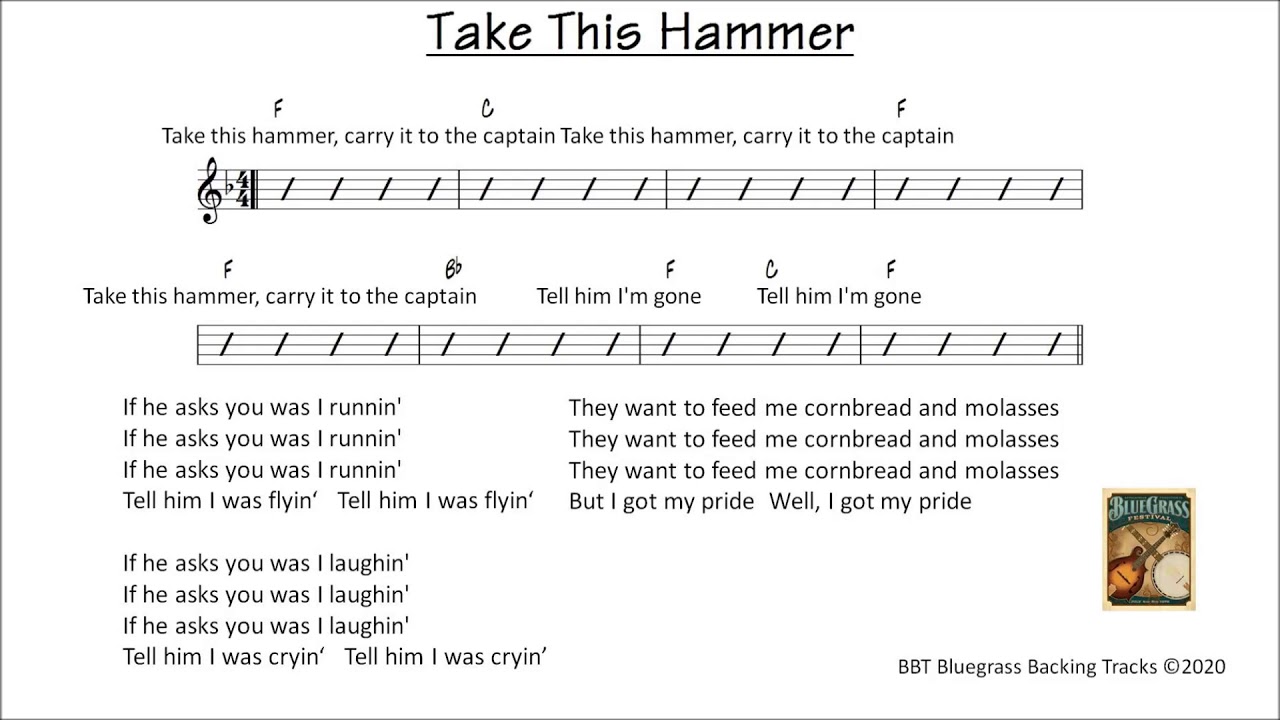 Take This Hammer in F - bluegrass backing track - YouTube