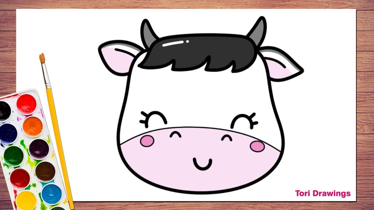 How to Draw a Cow Face Easy - YouTube