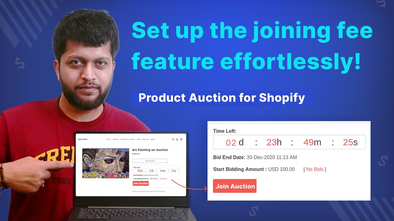 How to setup Joining fee for online Auction in Shopify?|Webkul - YouTube