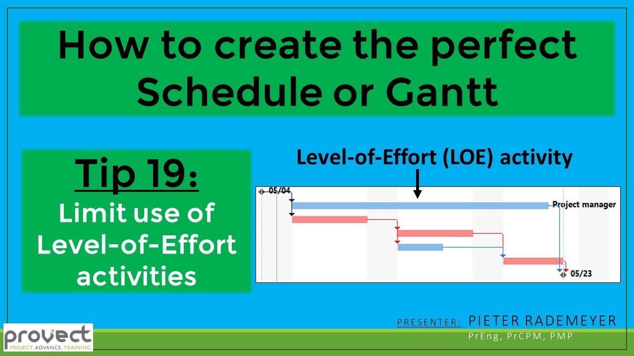 Tip 19: Limit the use of Level-of-Effort (LOE) activities in a project ...