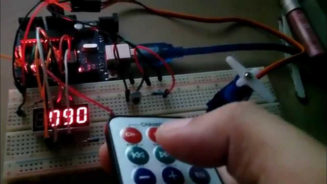 Arduino Uno + 7 Segment 4 Digit + Sensor IR/Remote + Servo Motor - YouTube