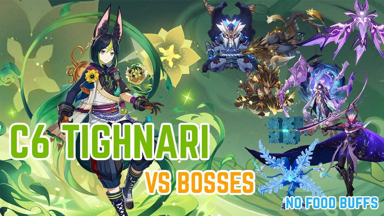 C6 R1 Tighnari vs Bosses | no food buffs | Spread Damage - YouTube