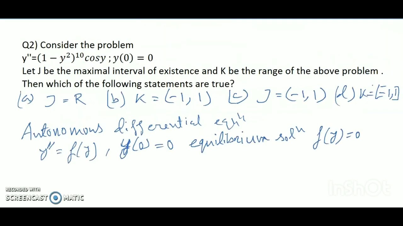 CSIR NET exam 2023 ordinary differential equations answer key - YouTube