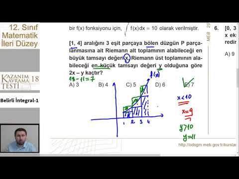 TEST 18(Belirli İntegral-1) 12.SINIF İLERİ DÜZEY MATEMATİK