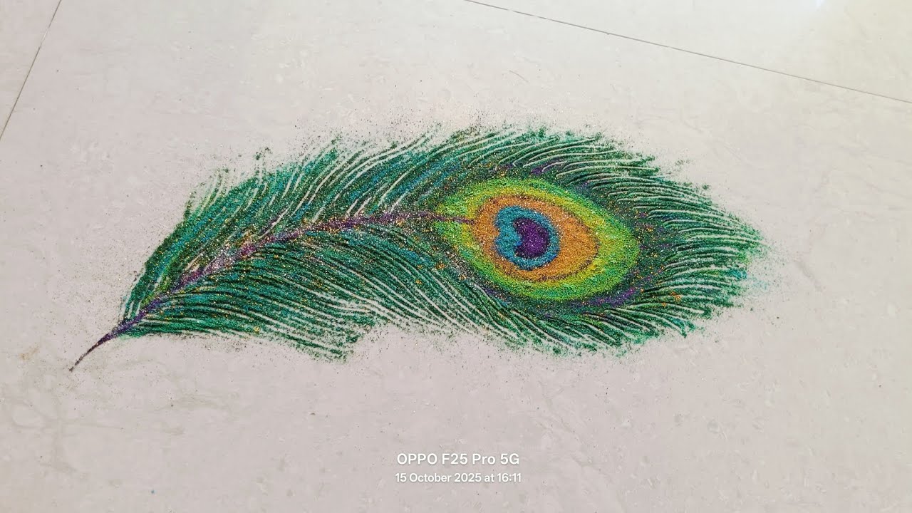 New Trick Peacock🦚 Feather Rangoli. Morpankh Special & Step by step.Mor ...