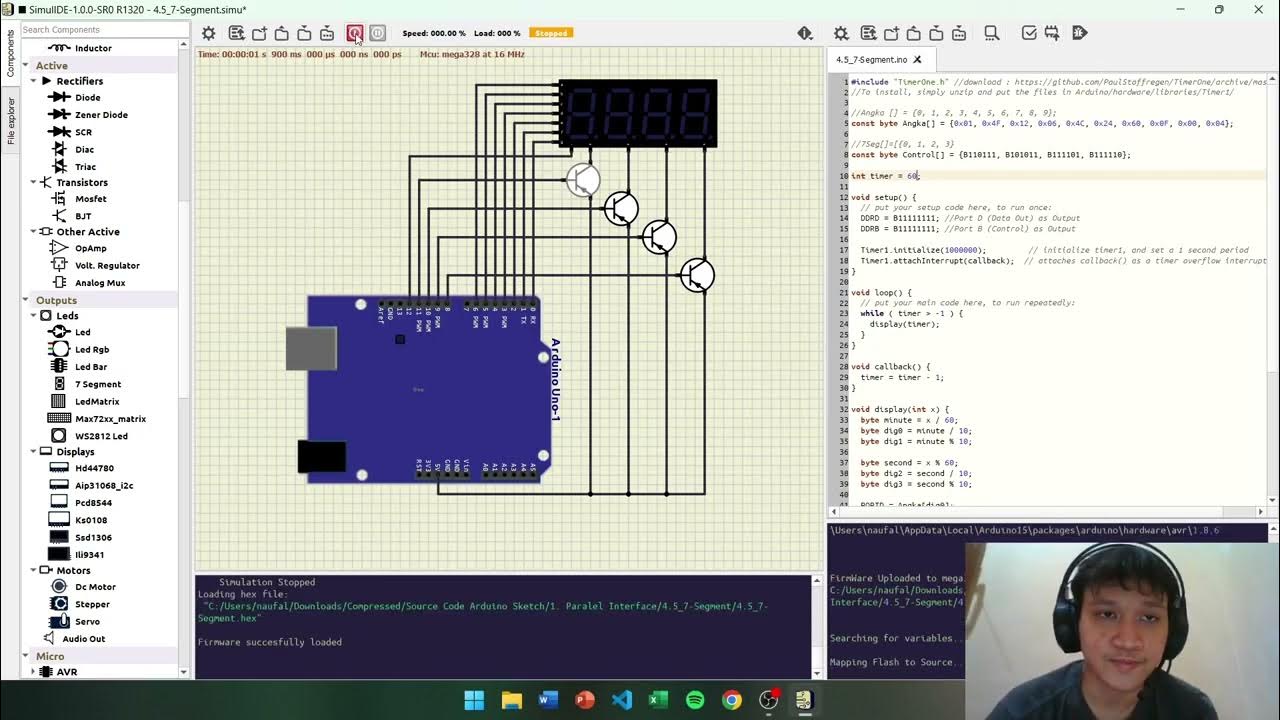 Tutorial Arduino - Simulasi 7 Segment Display Menggunakan SimulIDE - YouTube