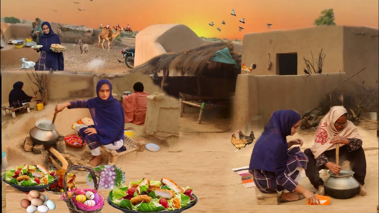 Morning routine of desert women in fog || village life pakistan ...