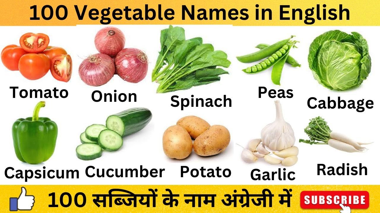 100+ Vegetables Name in English | सब्जियों के नाम हिंदी और अंग्रेजी | # ...