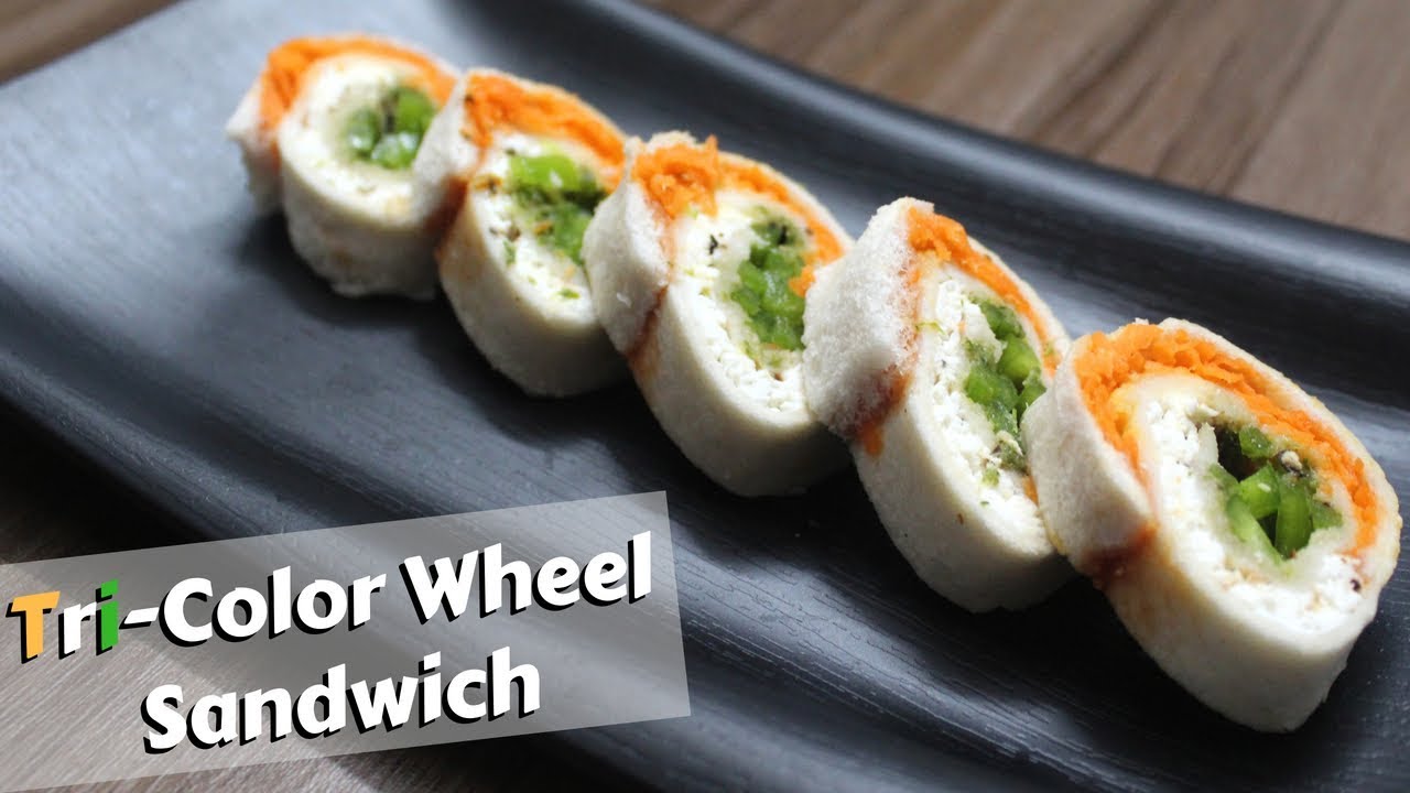 Tri Color Wheel Sandwich Recipe | Wheel Sandwich Recipe | Quick And ...