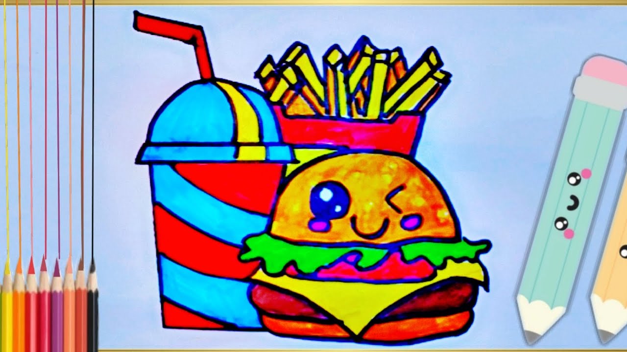 Let's draw Fast Food/ Step By Step/Easy for Kids and toddlers/Fast Food ...