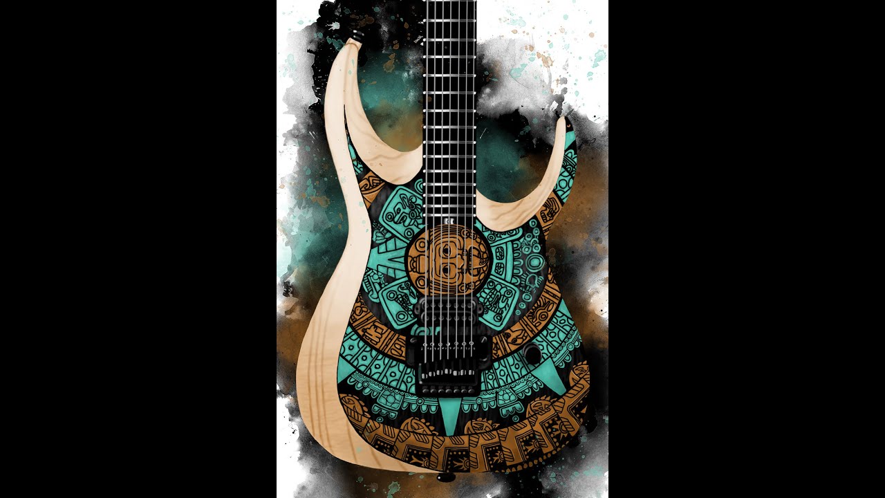 Aztec guitar digital painting - YouTube