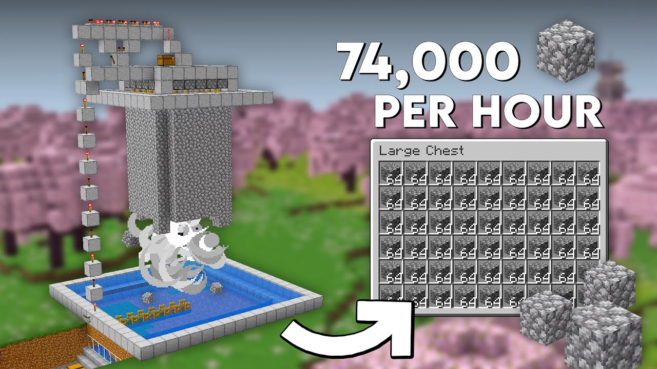 Minecraft Automatic Cobblestone Farm Tutorial Bedrock 1.21+ - YouTube