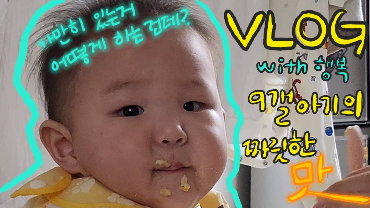Vlog 가만히 있는거 어떻게 하는건데 한시도 가만히 있지 않는 9개월 아기 육아 브이로그 이유식 만들기 혼자 일어서는 9