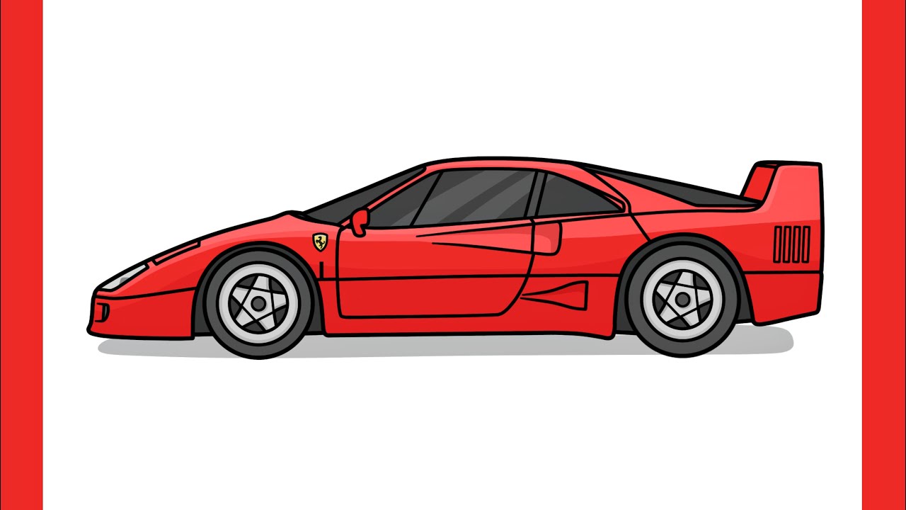 How to draw a FERRARI F40 easy / drawing ferrari f40 1987 sports car ...