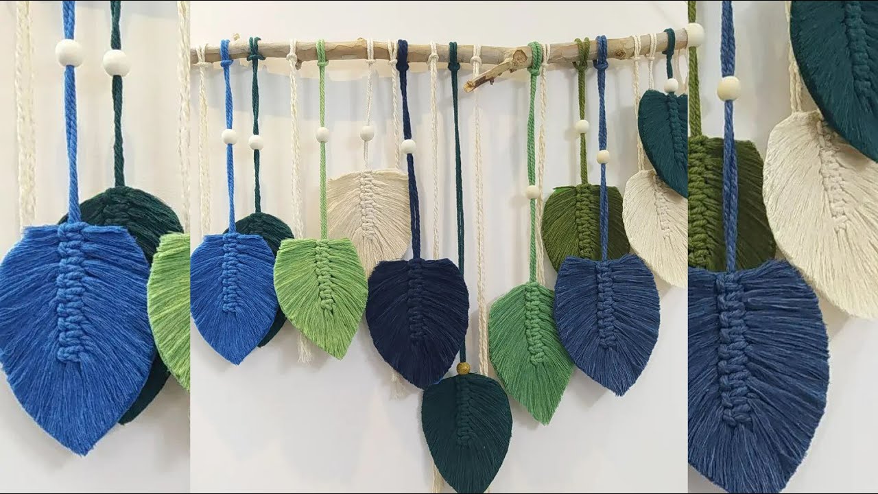 DIY Macrame Wall hanging pattern | Macrame leaves Incredible Knitting ...