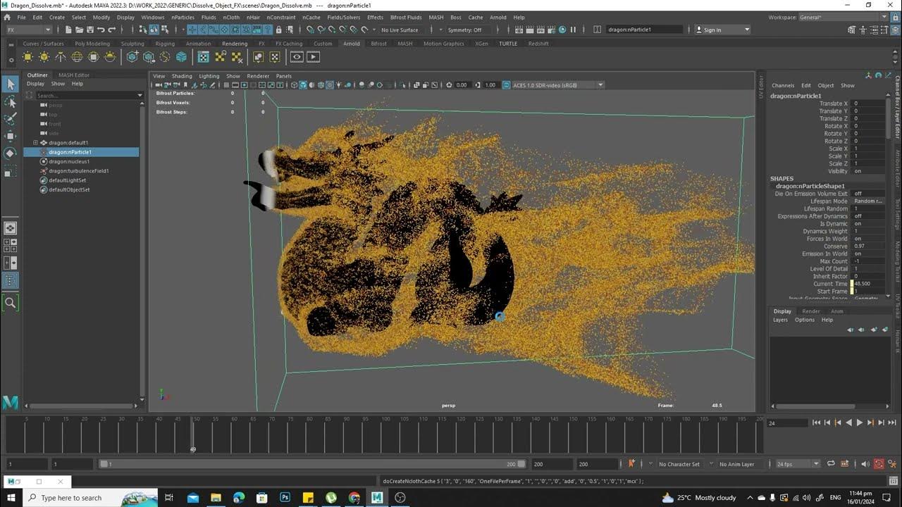 How to Dissolve an Object in with nParticles in Maya and After Effects Part 4 -- Caching - YouTube