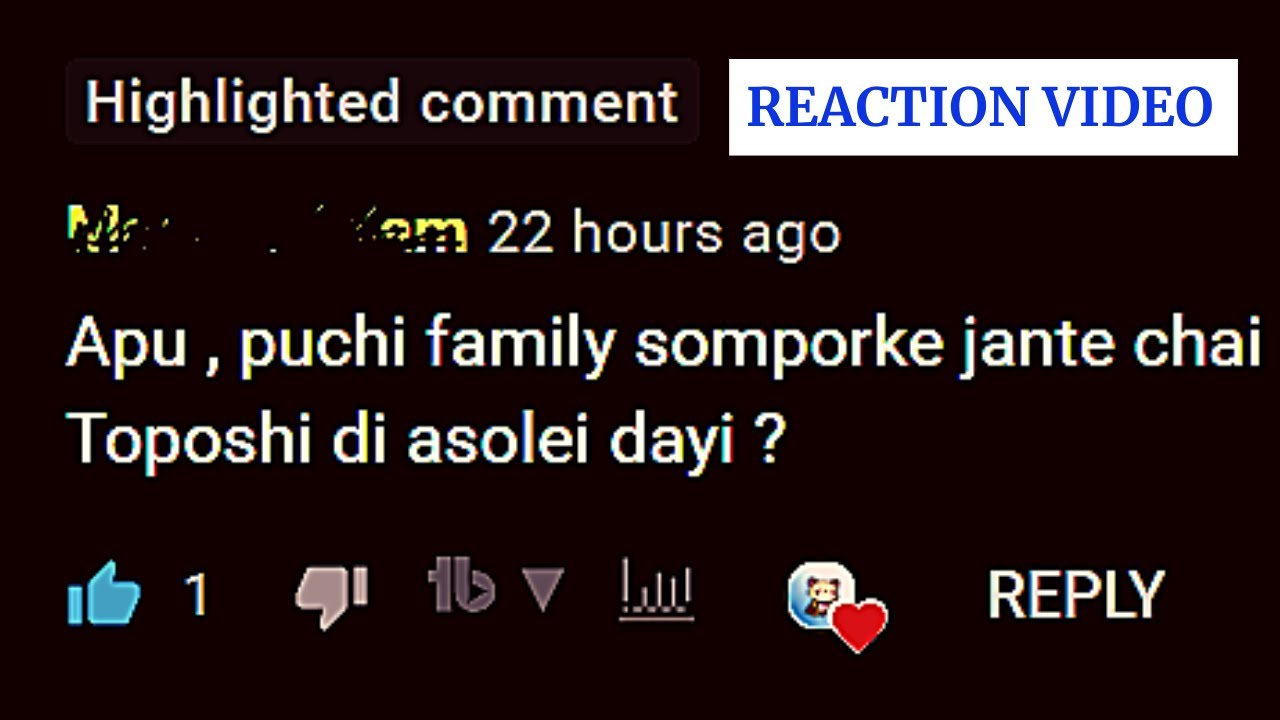 তাপসী আপু দোষী - A 'REACTION VIDEO' of a Comment ft. Puchi Family ...