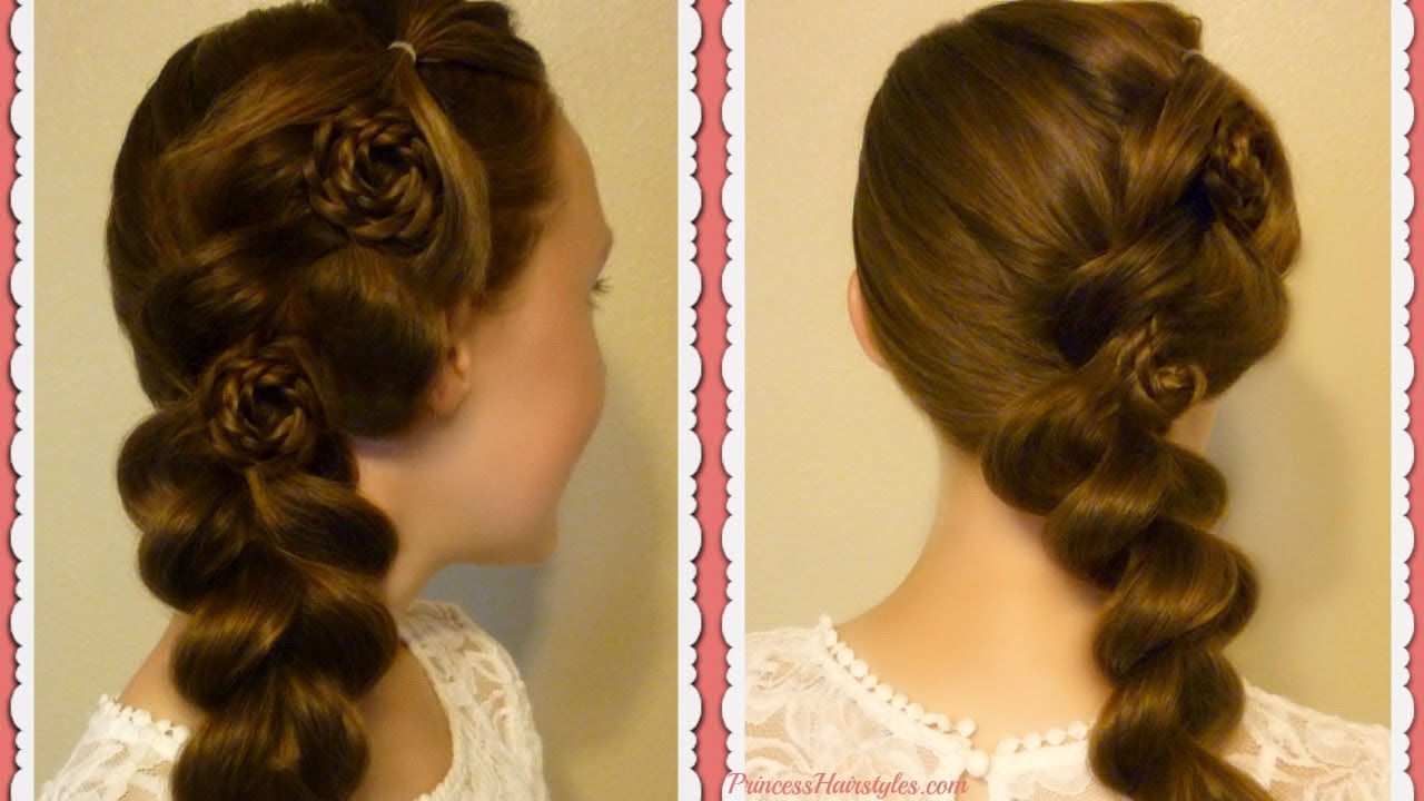 Homecoming Hairstyles, Flower Pull Through Side Braid - YouTube