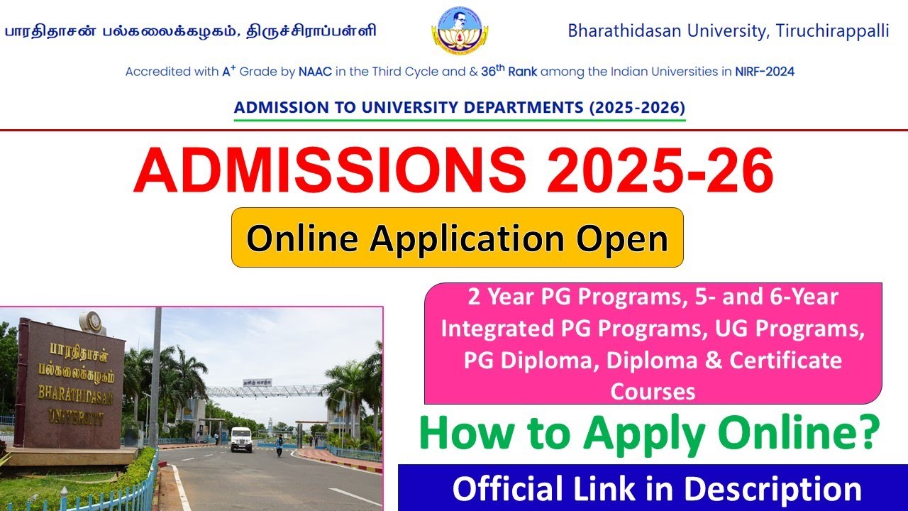 Bharathidasan University, Tiruchirappalli Admissions 2025 # ...