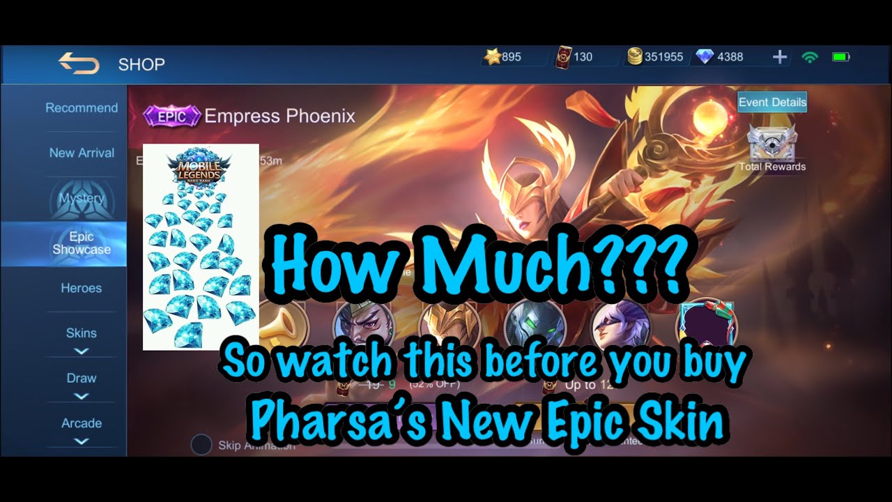 How much is Pharsa New Epic Skin Empress Phoenix - YouTube