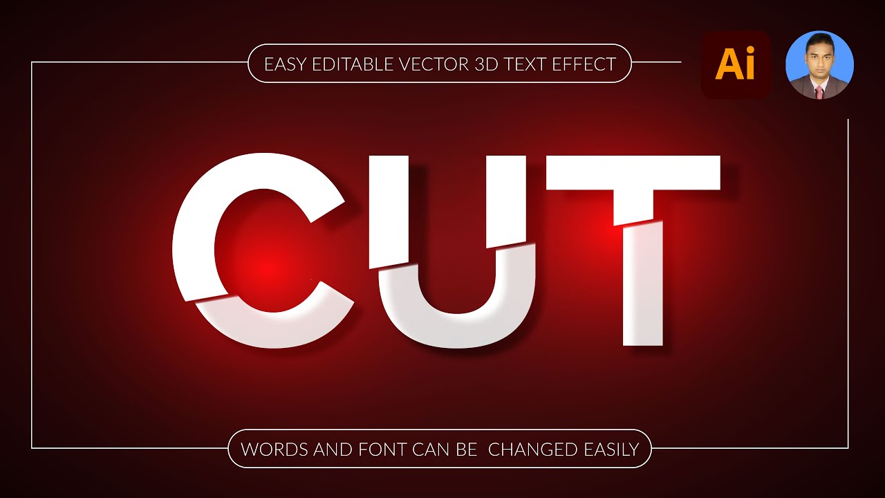 How to Create Cut 3d Text Effect design in Adobe Illustrator Bangla ...