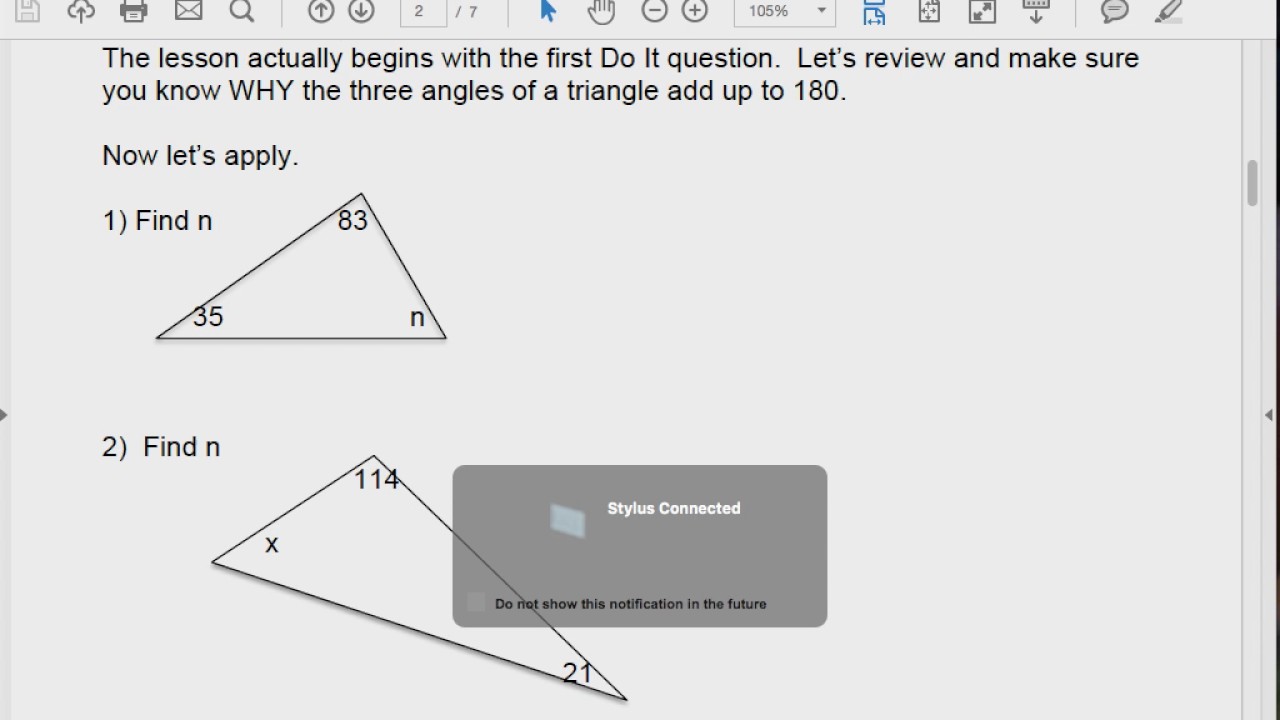 M8 Ch 6 Lesson 19 Three Angles of a Triangle Sum to 180 - YouTube