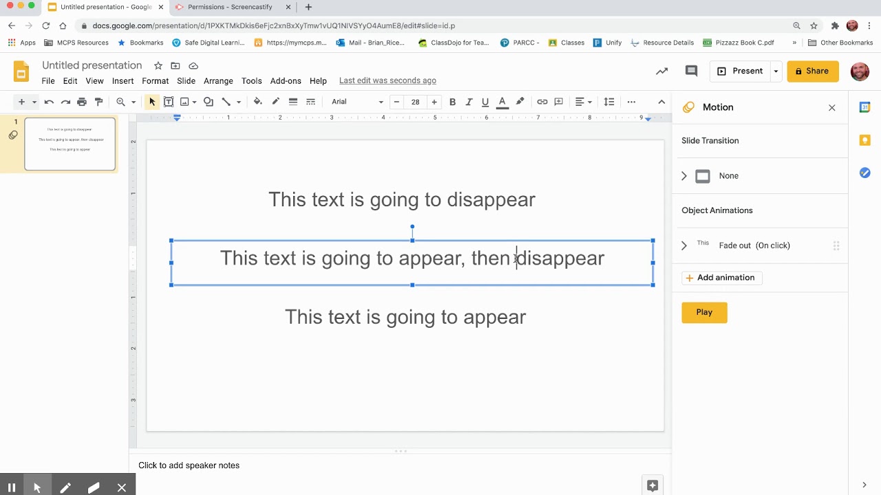 Google Slides Animations: Objects Fade In or Out ("Appear"/"Disappear ...