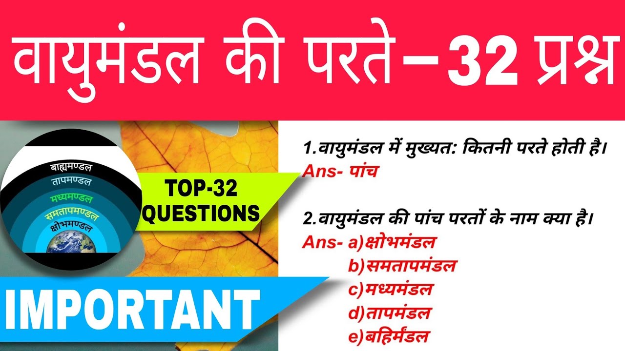 वायुमंडल की परते।पृथ्वी का वायुमंडल।Earth Atmosphere। Geography in ...