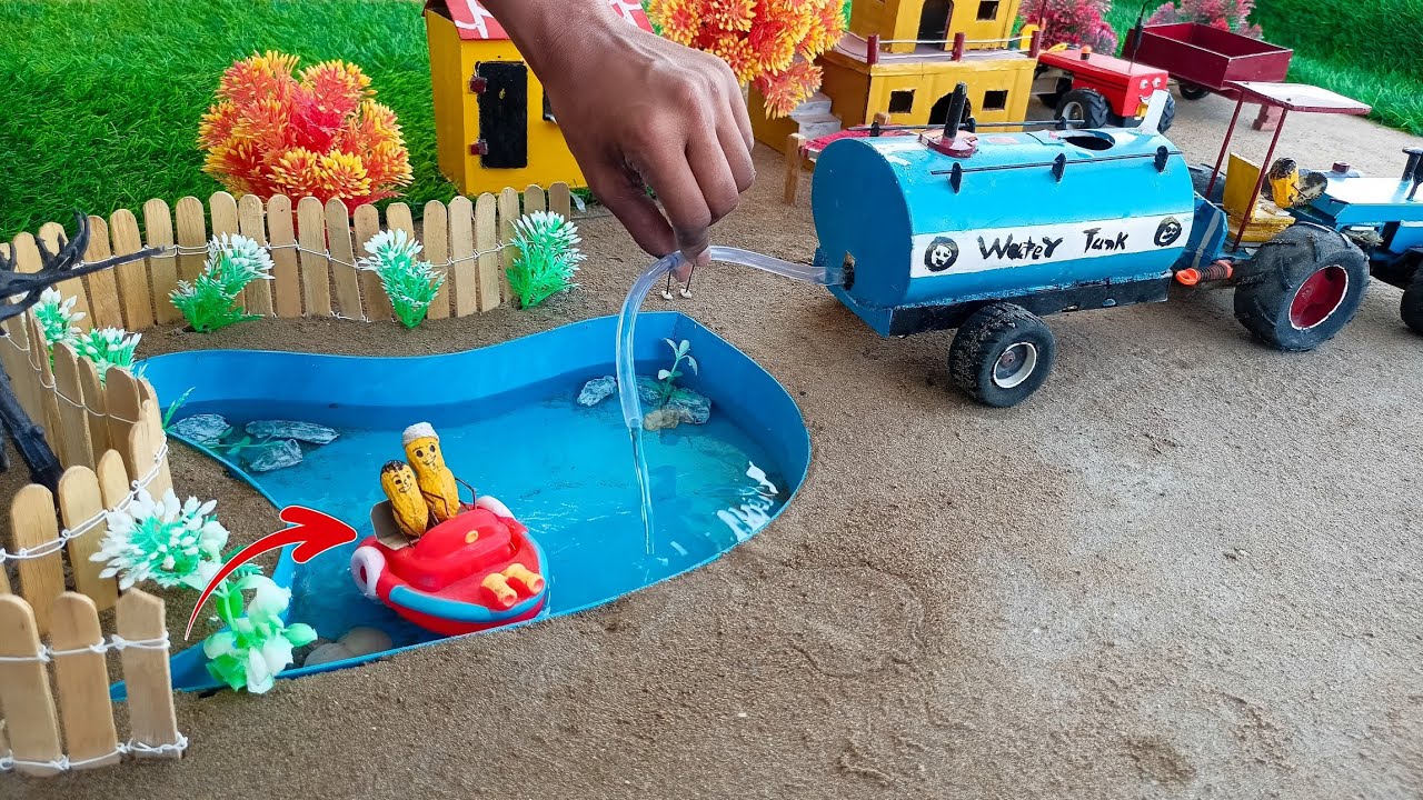 Diy mini swimming pool science project | filling the swimming water ...