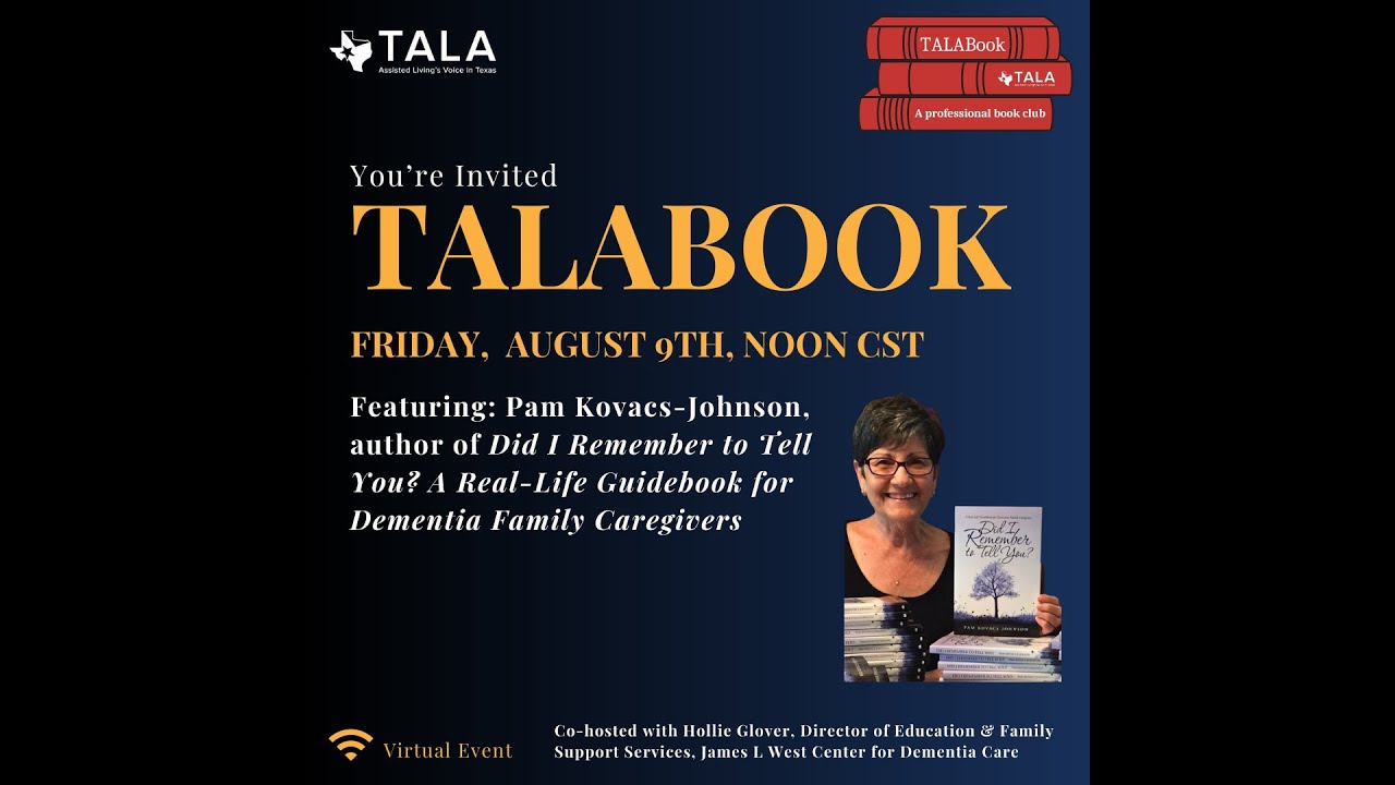 TALABook Feat. "Did I Remember to Tell You? ” with Author Pam Kovacs ...
