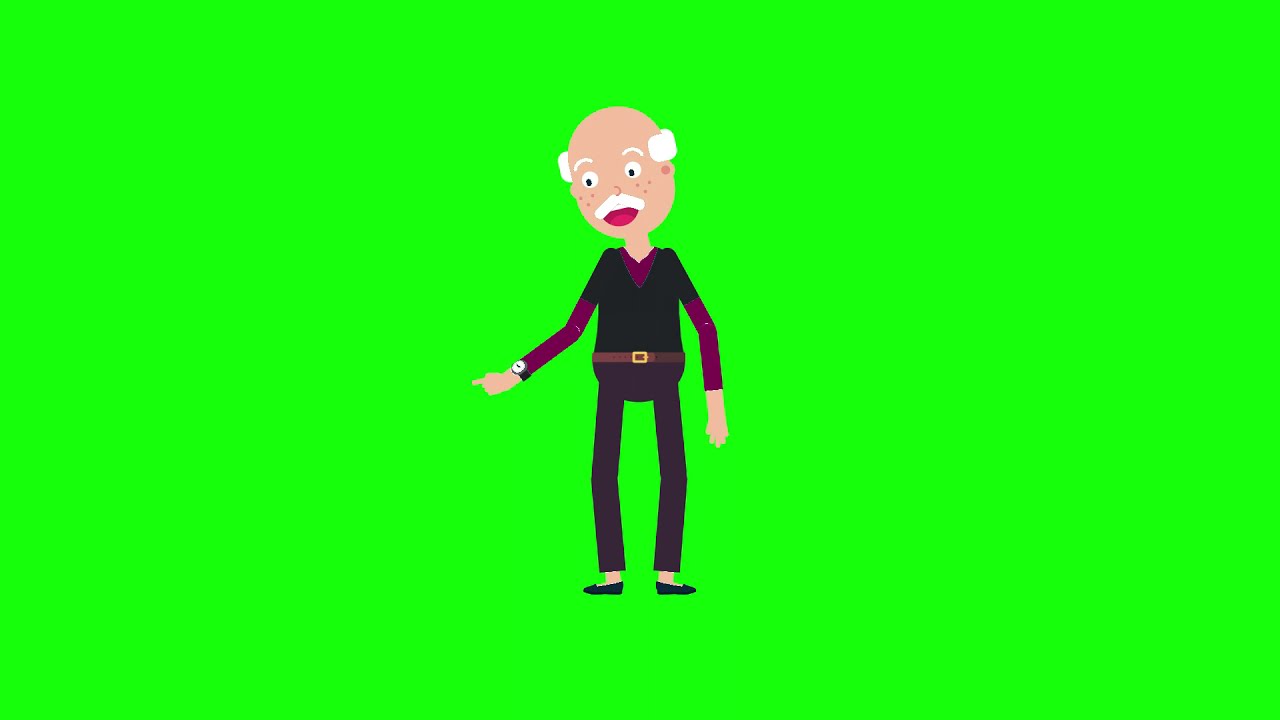 The old man pointing left and right | Green Screen | Character ...