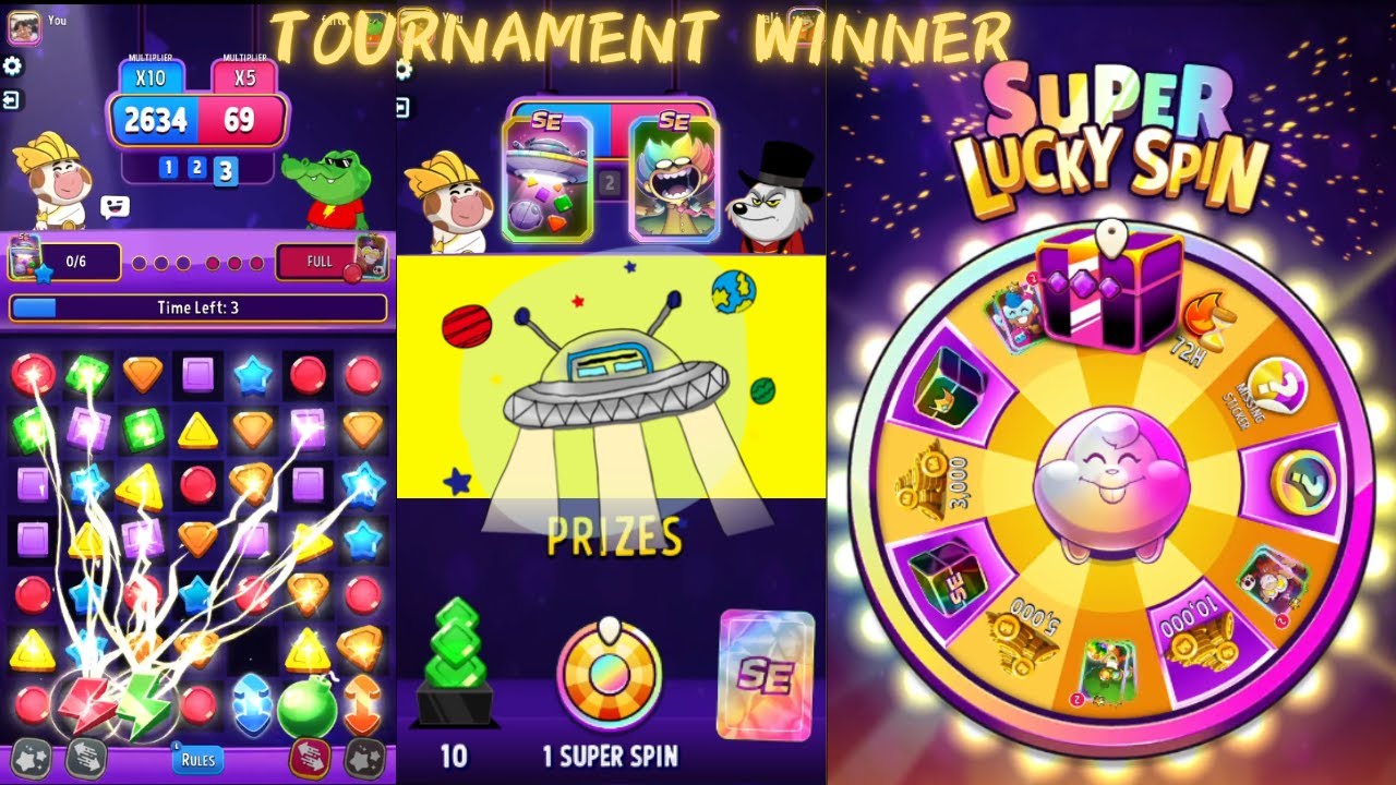 SE UFO Gameplay, Super Lucky Spin, Tournament Winner, Free SE Booster, All Aboard, Match Masters ...