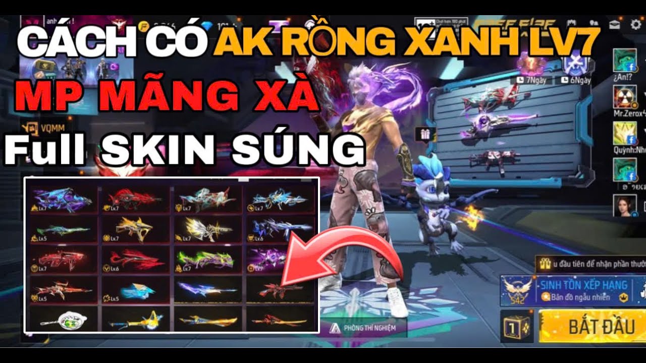 CÁCH SỠ HỮU AK RỒNG XANH LV7 VÀ MP MÃNG XÀ SỰ KIỆN TẾT FREE FIRE - YouTube