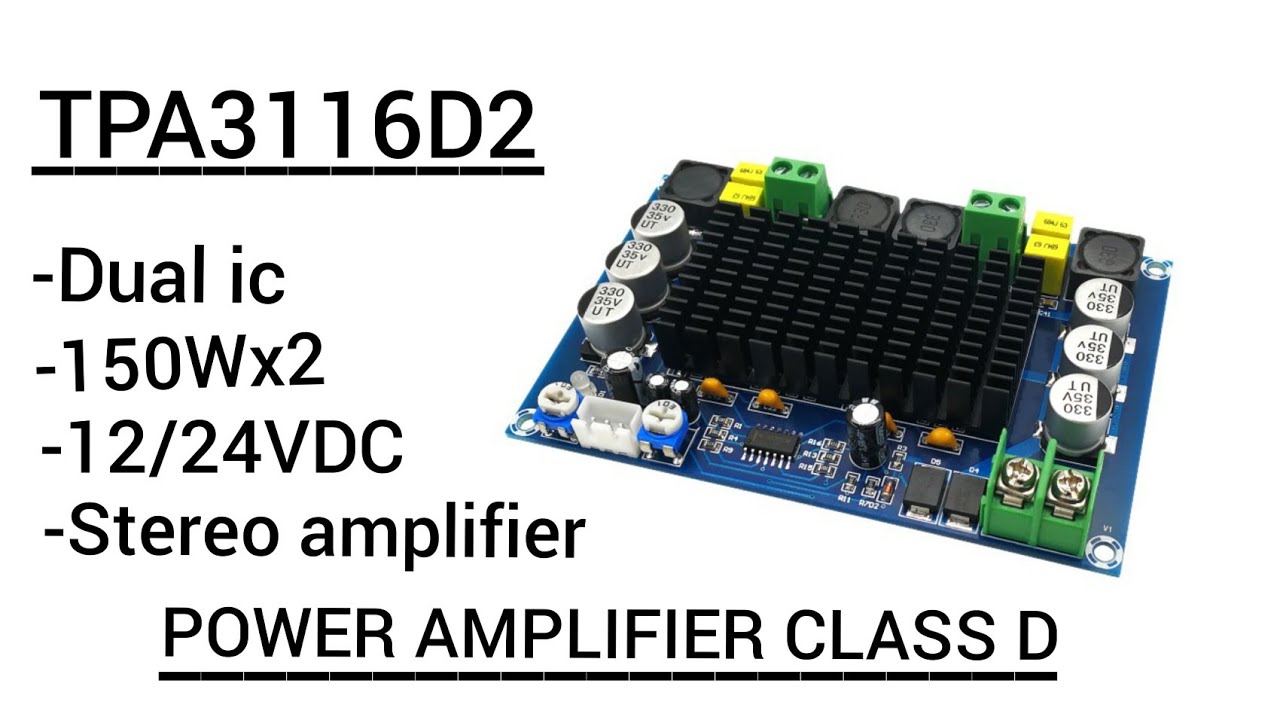 amplifier tpa3116d2 stereo 150Wx2 - YouTube