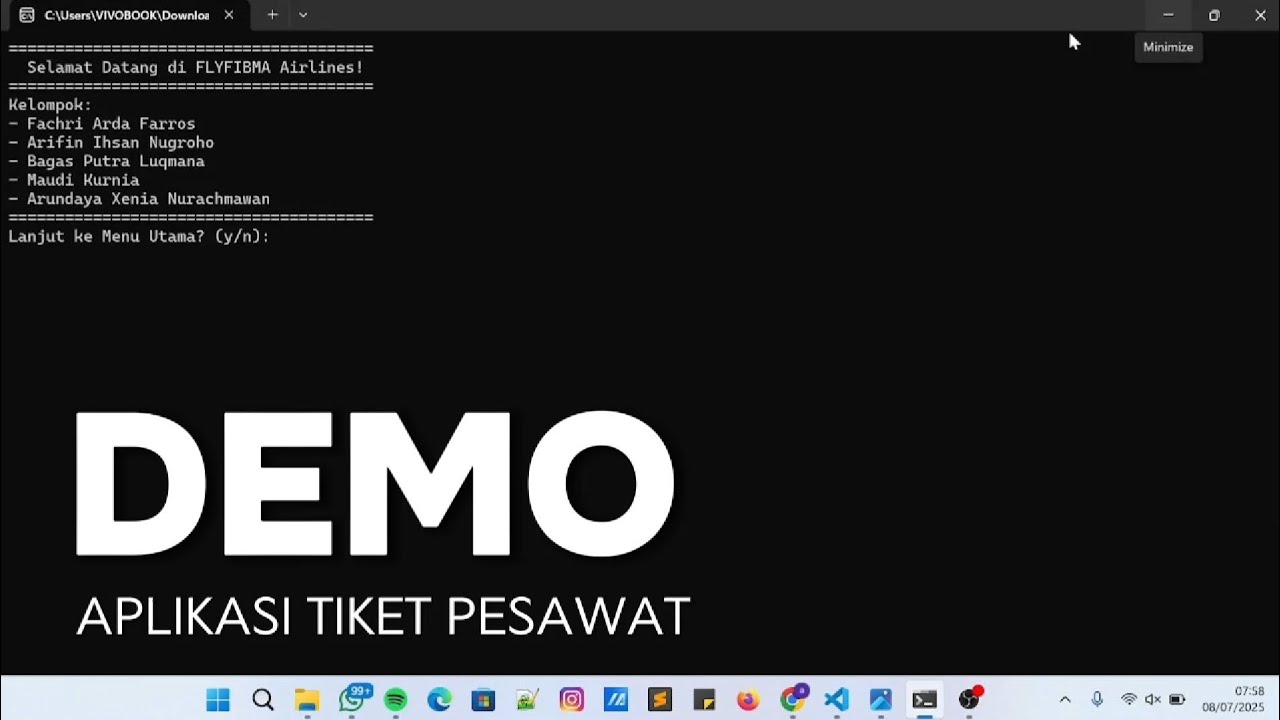 DEMO KELOMPOK 5 STRUKDAT APLIKASI TIKET PESAWAT UAS - YouTube