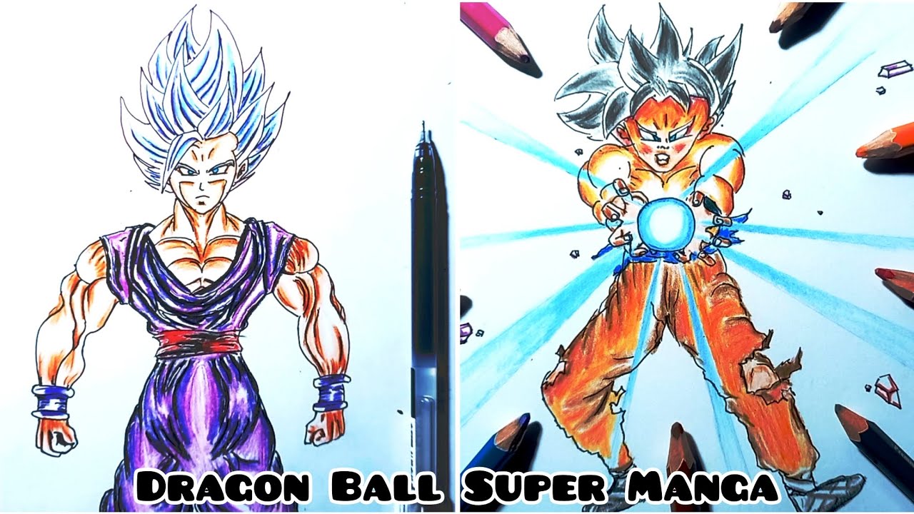 Drawing Goku Mastered Ultra Instinct + Gohan Beast in Dragon Ball Super ...