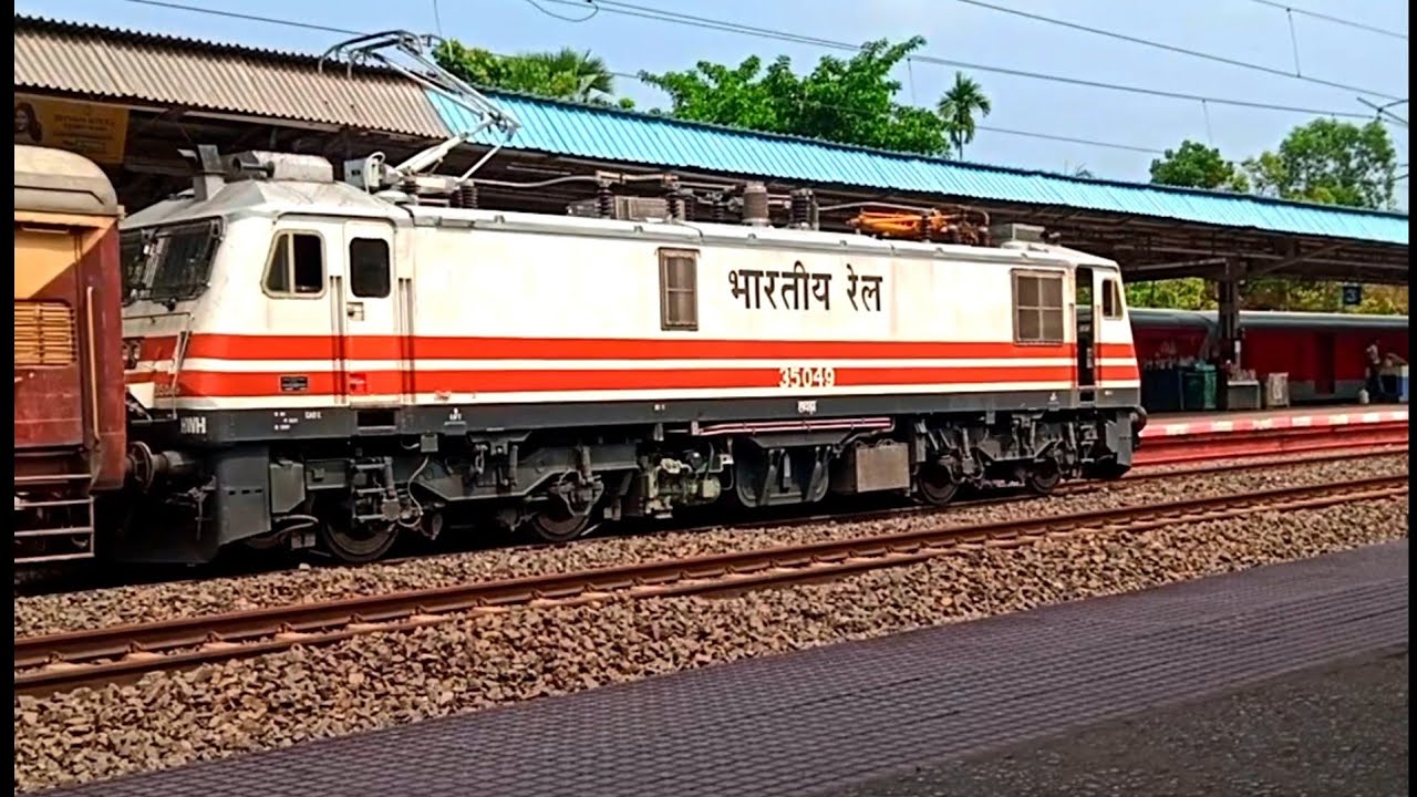 Train in platform arrival and departure local ICF train and WAP5 loco ...