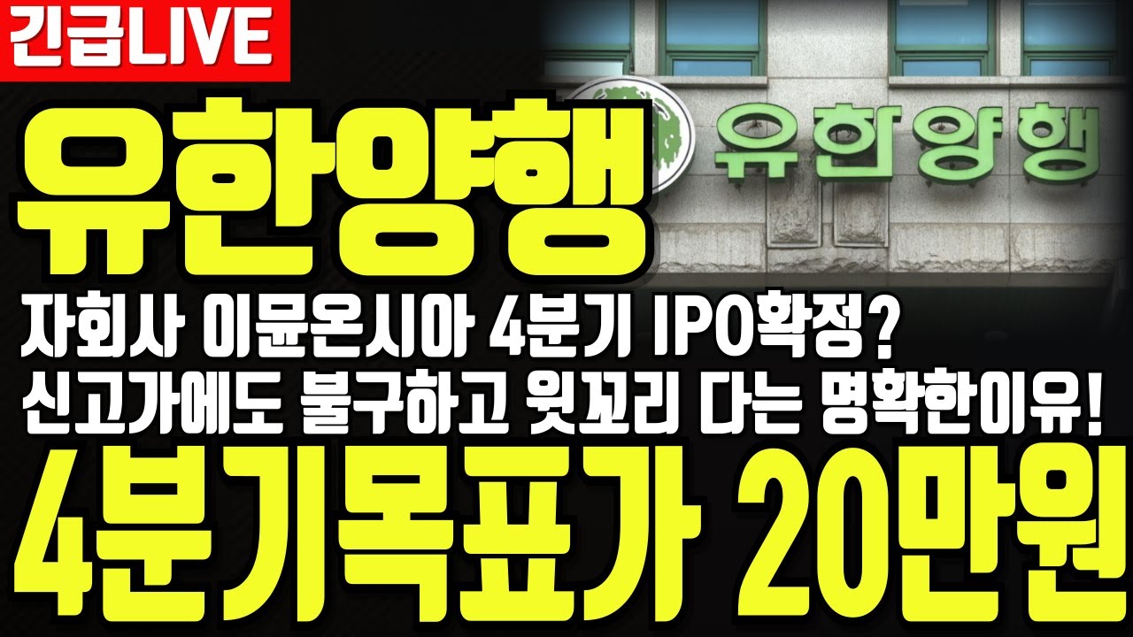 유한양행 자회사 이뮨온시아 4분기 Ipo확정 신고가에도 불구하고 윗꼬리 다는 명확한이유 4분기 목표가 20만원 유한양행 유한양행주가 유한양행주가전망 디에스경제뉴스